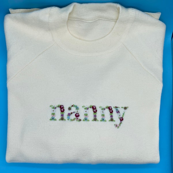Machine Embroidery Design "nanny" in Floral Letters 5X7 HOOP Dainty ...