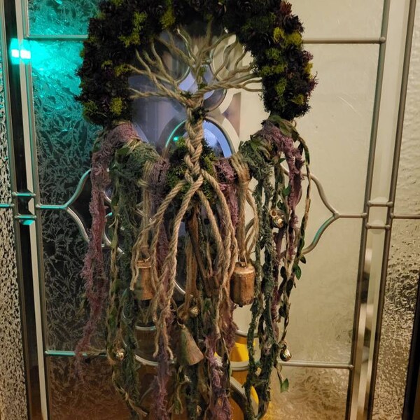 Tree of Life Witch Bells, 9 Inch, Ostara Spring Wreath, Cotton Ribbons ...