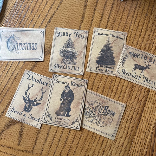 Primitive Country Christmas Labels, Christmas Tags, Holiday Signs ...