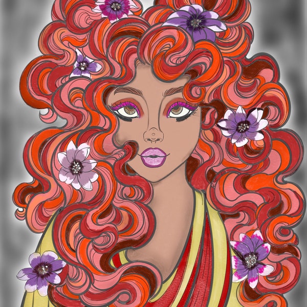 Lacey: Fairy Portrait Coloring Page With Printable Lineart HAND DRAWN ...