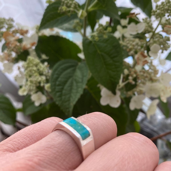 Real Green-blue Turquoise Ring, Feroza Stone Ring, Navajo Ring, Mens ...