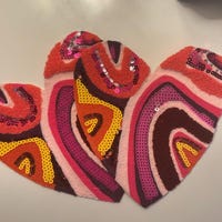 Sticker Colorful Chenille Embroidered Hearts or Stars or Rainbow Patch ...