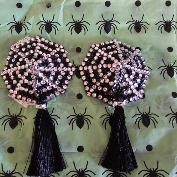 Glitter Spider on Cystal Rhinestone Web Veiled Fascinator Halloween ...