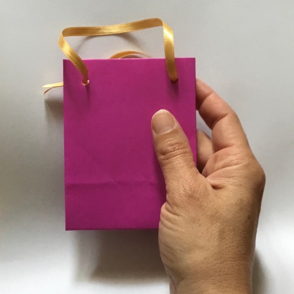 50 Extra Small Luxury Metallic Paper Bags .hand Made.satin Ribbon ...
