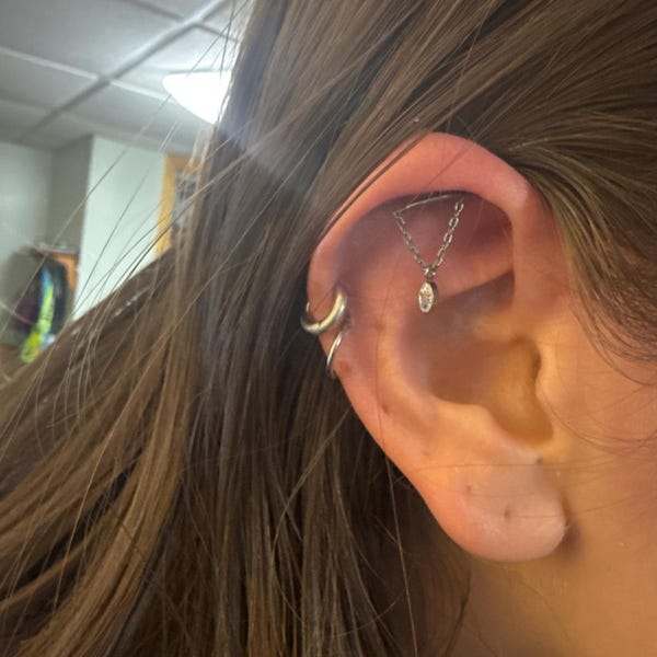 Titanium Vertical Dangle Hidden Helix Piercing, Threaded Flat Back Stud ...