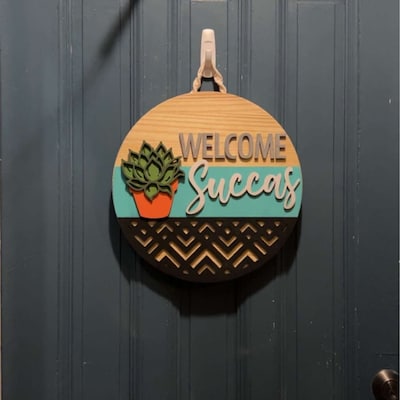 Welcome Succas Sign, Welcome Sign SVG, Boho Door Decor SVG, Succulent ...
