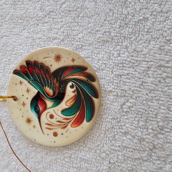 Bird of Many Colors Ceramic Christmas Ornament, Flat Surface Not 3D - Etsy