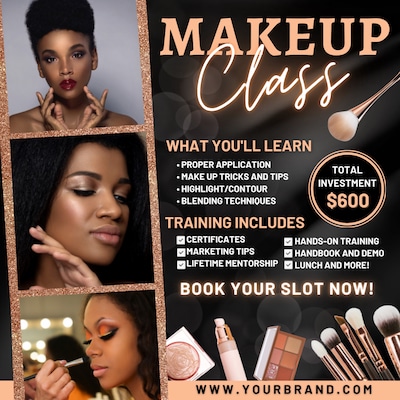 Makeup Course Flyer, DIY Flyer Template Design, Makeup Class Flyer ...