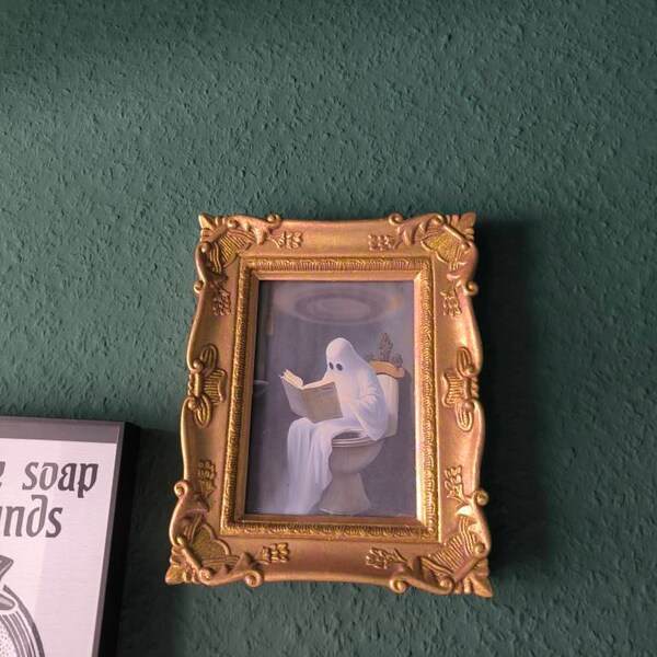 Ghost on Toilet, Ghost in Bathroom Print, Dark Academia, Vintage Poster ...
