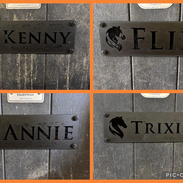Horse Stable Name Sign, Classy New Laser Cut Design Matt Black With ...