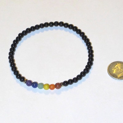 Rainbow Pride Black Onyx Handmade Crystal Bracelet LGBTQ, Natural ...