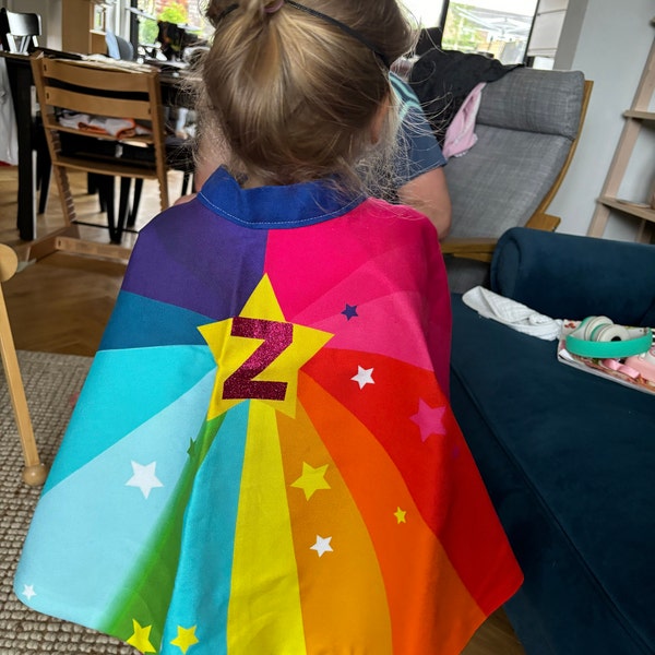 Personalised Kids Superhero Rainbow Cape and Mask Set, Superstar Super ...