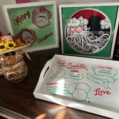 Santa and Mrs Claus 3D Papercut Template Set, SVG, PDF, Dxf, Layered ...