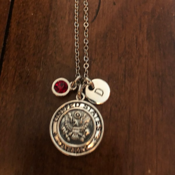 US Army Charm Necklace, United States Army Jewelry, Personalized US ...