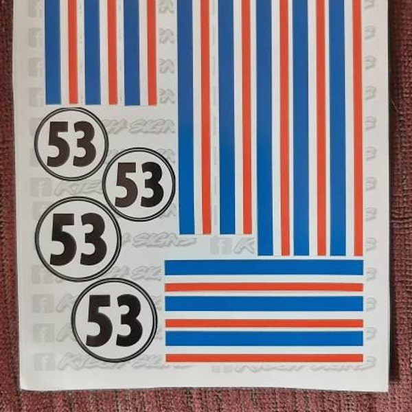 Herbie 53 Racing RC 1/12 1/10 A5 Filler Sheet Stickers Mardave Kamtec ...