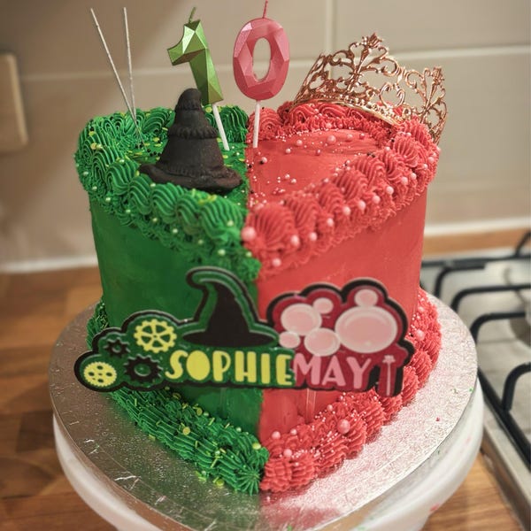 Wicked Cake Topper Bundle- Personalised 3D Name for Pink and Green Cake ...