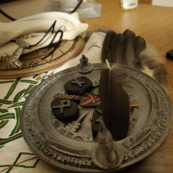 Odin Offering Bowl, Runes Bowl, Odin Allfather Altar Statue, Norse ...