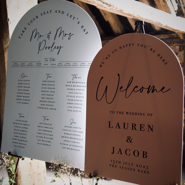 Wedding Table Plan and Welcome Sign Arched Set of 2 Wedding Signs Sage ...
