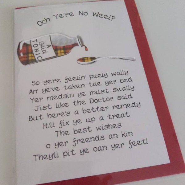 Scottish Get Well Soon Card Medsin WWGW04 - Etsy