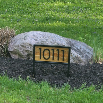 House Number Stake for Yard Reclaimed Wood House Number Sign for Garden ...