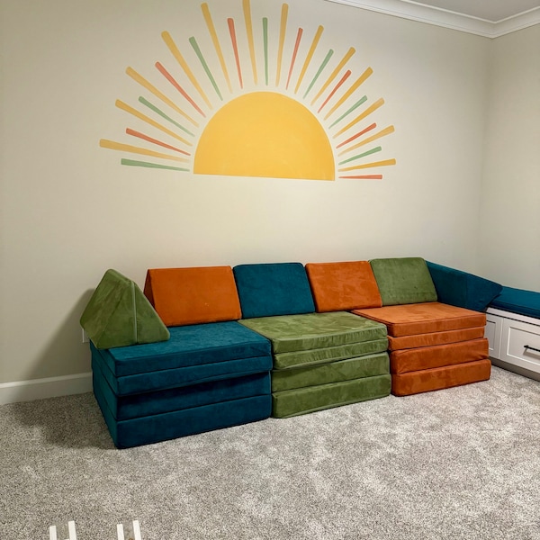 Large Boho Half Sun Watercolor Wall Decal - Nursery Decor, Kids Room ...