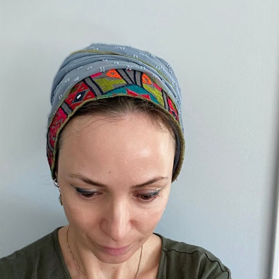 Amazing Soft Blue White Headscarf TICHEL, Hair Snood, Head Scarf, Head ...