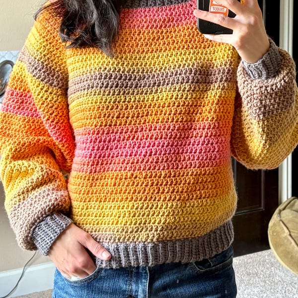 CROCHET PATTERN & VIDEO/ Athabasca Falls Pullover /easy Raglan Crochet ...