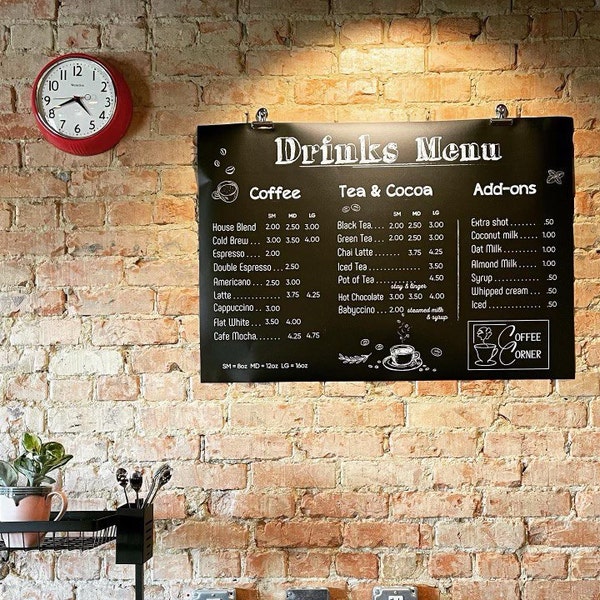 Coffee Menu Template, Drinks Menu, Cafe Menu, Instant Download, Hand ...