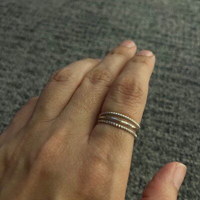 Thin Stacking Rings Set of 3: Midi Ring, Twist Ring, Lined Ring Notched ...