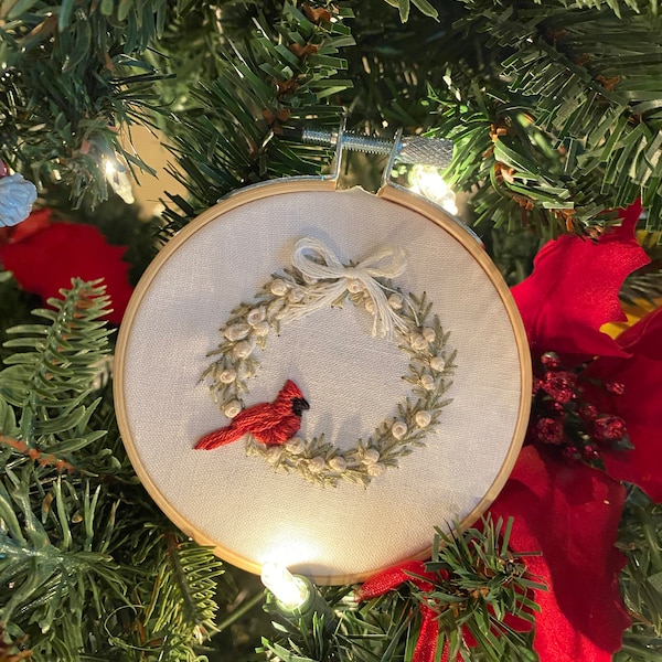 PDF Pattern - 3" Ornament Cardinal Wreath - Step by Step Beginner ...