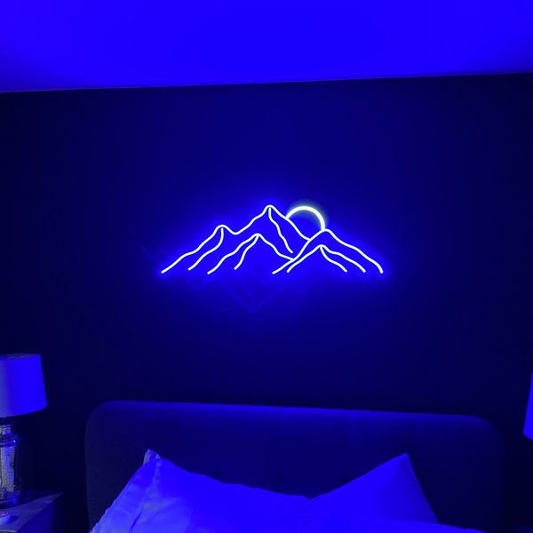 Mountain LED Neon Sign | Customize Large Sunset Acrylic Wall Art ...