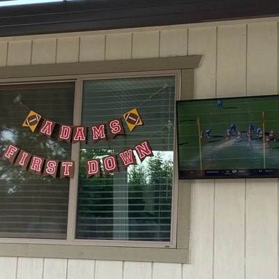 Football First Down Birthday Banner, Kids First Birthday, Football ...