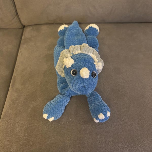 Crochet Triceratops Snuggler Pattern: Amigurumi Dinosaur Lovey (PDF ...