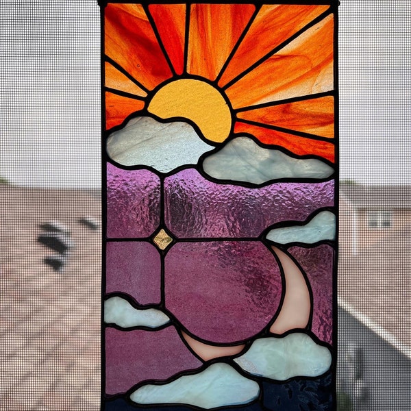 Celestial Sun and Moon Stained Glass Pattern, Beginner Stained Glass ...