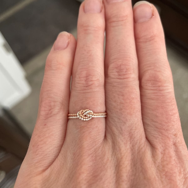 Two Strand Twisted Knot Ring - Silver and Gold Filled Ring, Promise or ...