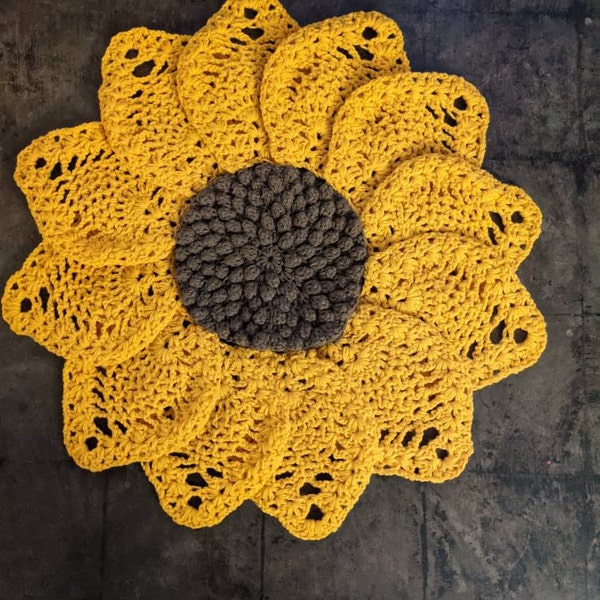 Crochet Sunflower Rug (pattern) With Exclusive Video Tutorials - Etsy