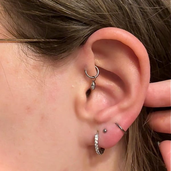 Titanium Vertical Dangle Hidden Helix Piercing, Threaded Flat Back Stud ...