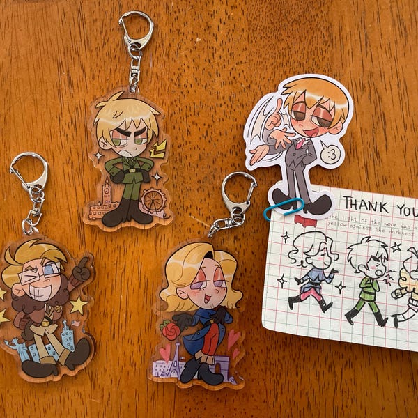 Hetalia 3" Keychains, America, England, France - Acrylic Charm - Etsy
