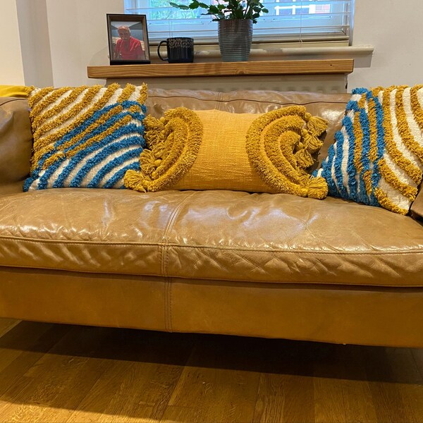 Pink Orange & Multi Color Crewel Embroidered Boho Textured Throw Pillow ...