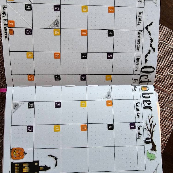 October Monthly Bullet Journal Sticker Kit - Halloween Themed Stickers ...