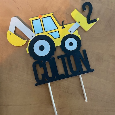 Excavator Birthday Cake Topper Construction Birthday Party - Etsy