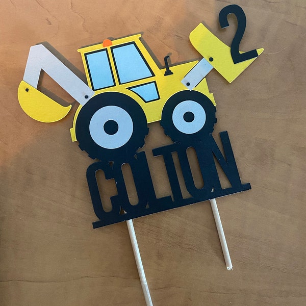 Excavator Birthday Cake Topper Construction Birthday Party - Etsy