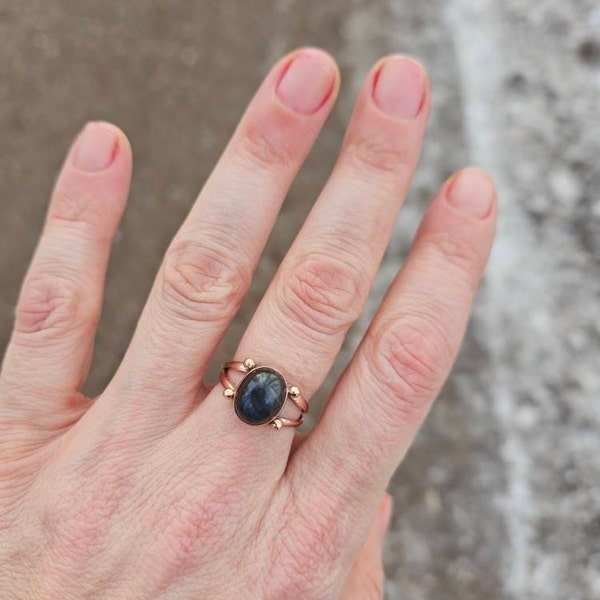 Coffin Ring, Labradorite Coffin Ring, Labradorite Silver Ring, 925 ...