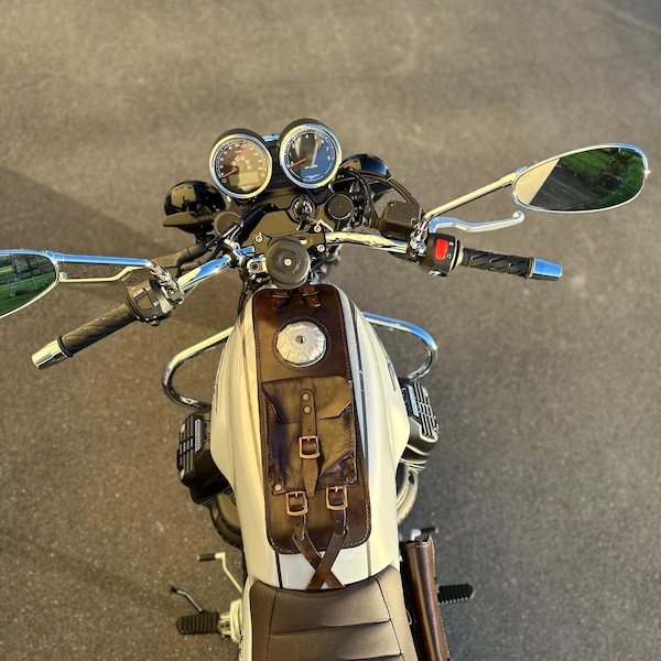 Triumph Bonneville Scrambler Leather Tank Belt Cafe Racer and Scrambler ...