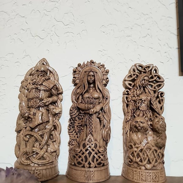 Norse Goddess Sif Statue With Golden Hair, Solar Talisman and Seidr ...