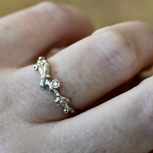 Couples Solid Gold Fingerprint Rings With Raw Texture. Wedding Ring Set His and Her - Etsy