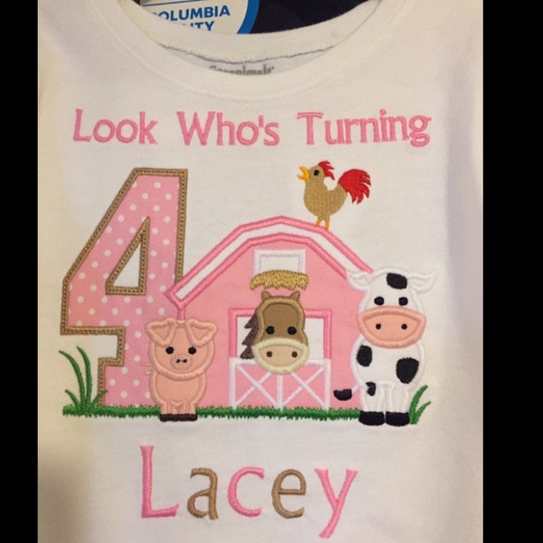 Barn 4 Birthday Farm Animal Digital Machine Embroidery Applique Design ...