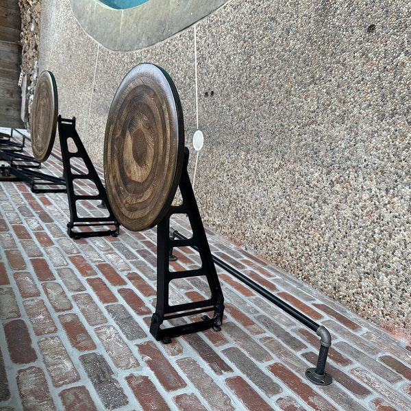 Fold-down Outdoor Bar Stools – Wall Mounted Patio Seating | Round Wood ...