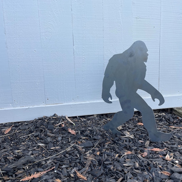 Sasquatch Garden Stakes: Raw Steel Bigfoot Yard Art - Etsy