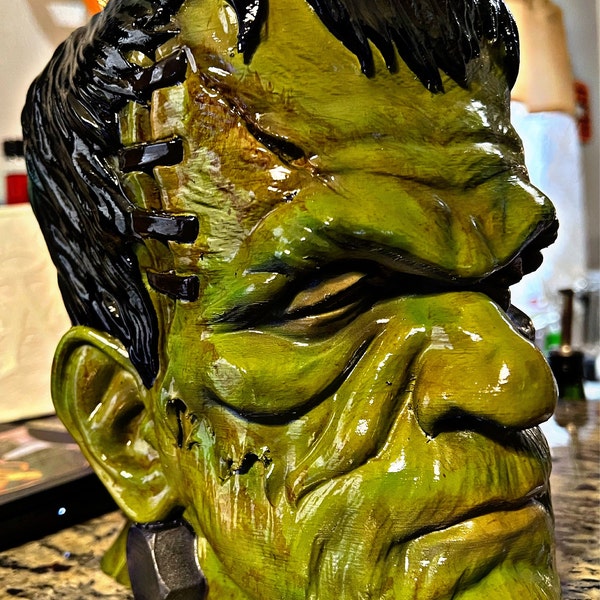 Frankenstein Head Candy Bucket STL File: Halloween Horror Prop (3D ...